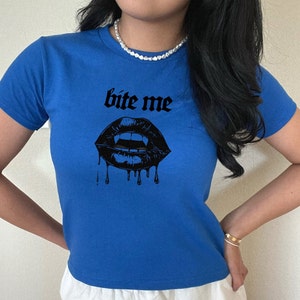 Bite Me Vampire Baby Tee | Y2K Gothic Shirt - Etsy