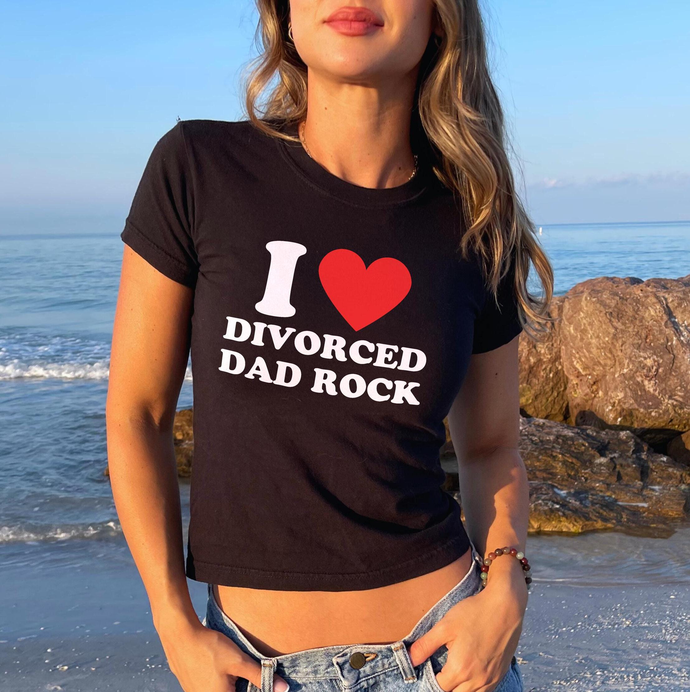I Love Divorced Dad Rock Baby Tee: Funny Y2K Concert Crop Top - Etsy