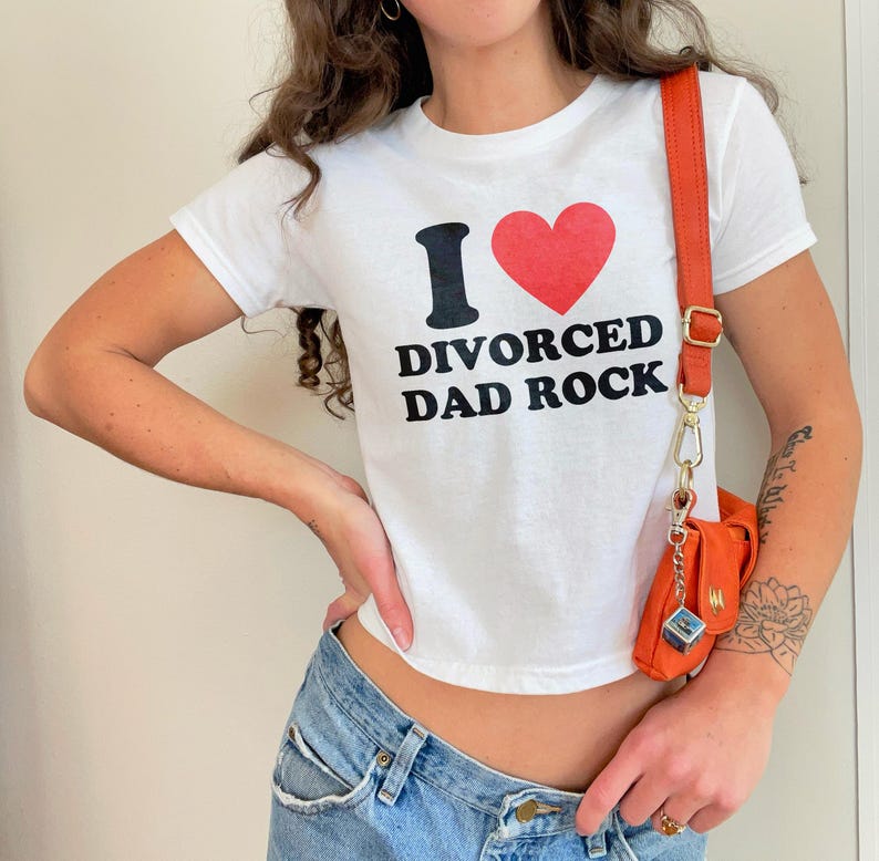 I Love Divorced Dad Rock Baby Tee: Funny Y2K Concert Crop Top - Etsy