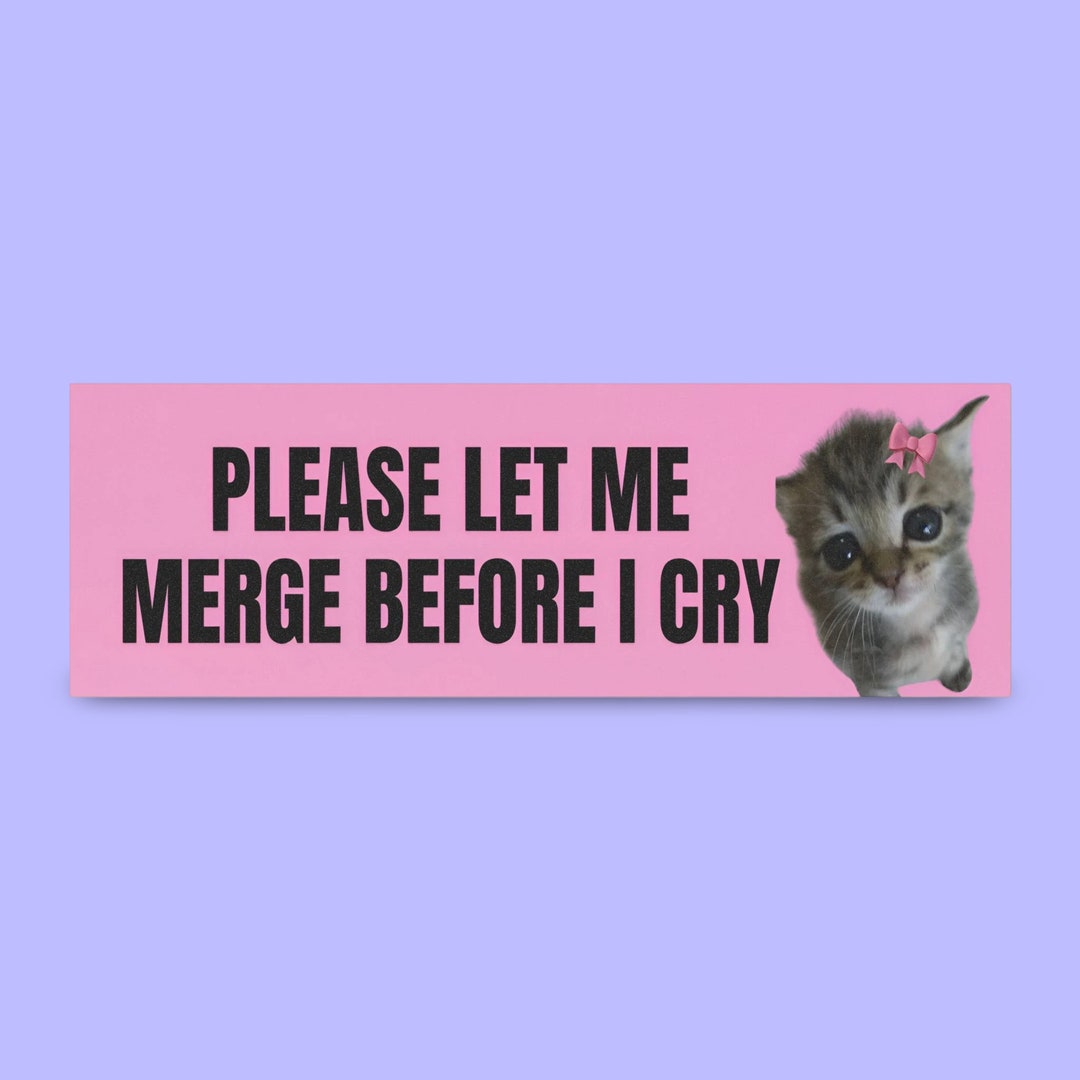 Please Let Me Merge Before I Cry Bumper Sticker: Funny Meme Car Magnet ...