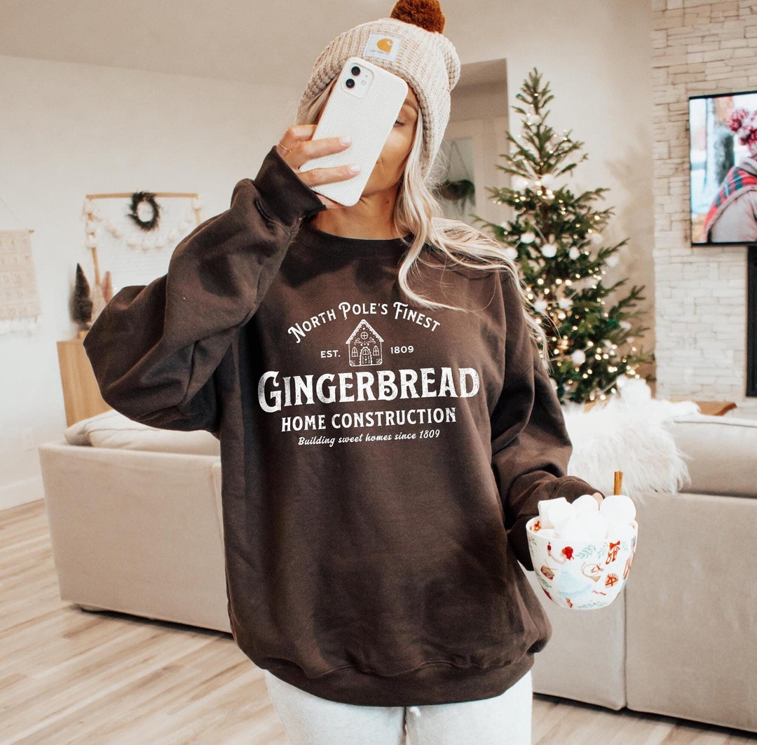 Gingerbread House Sweatshirt | Gingerbread Home Construction Sweater ...
