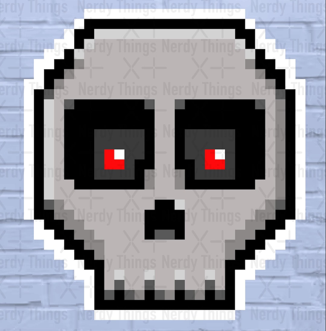 Pixel Skull Png Spooky Skeleton Pixelated - Etsy