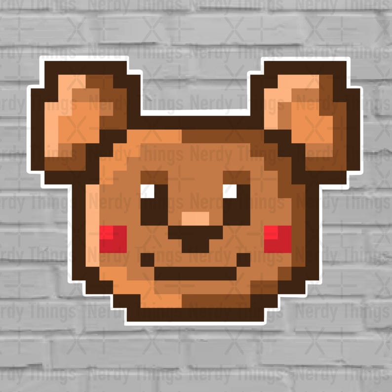 Pixel Teddy Bear PNG Art - Etsy