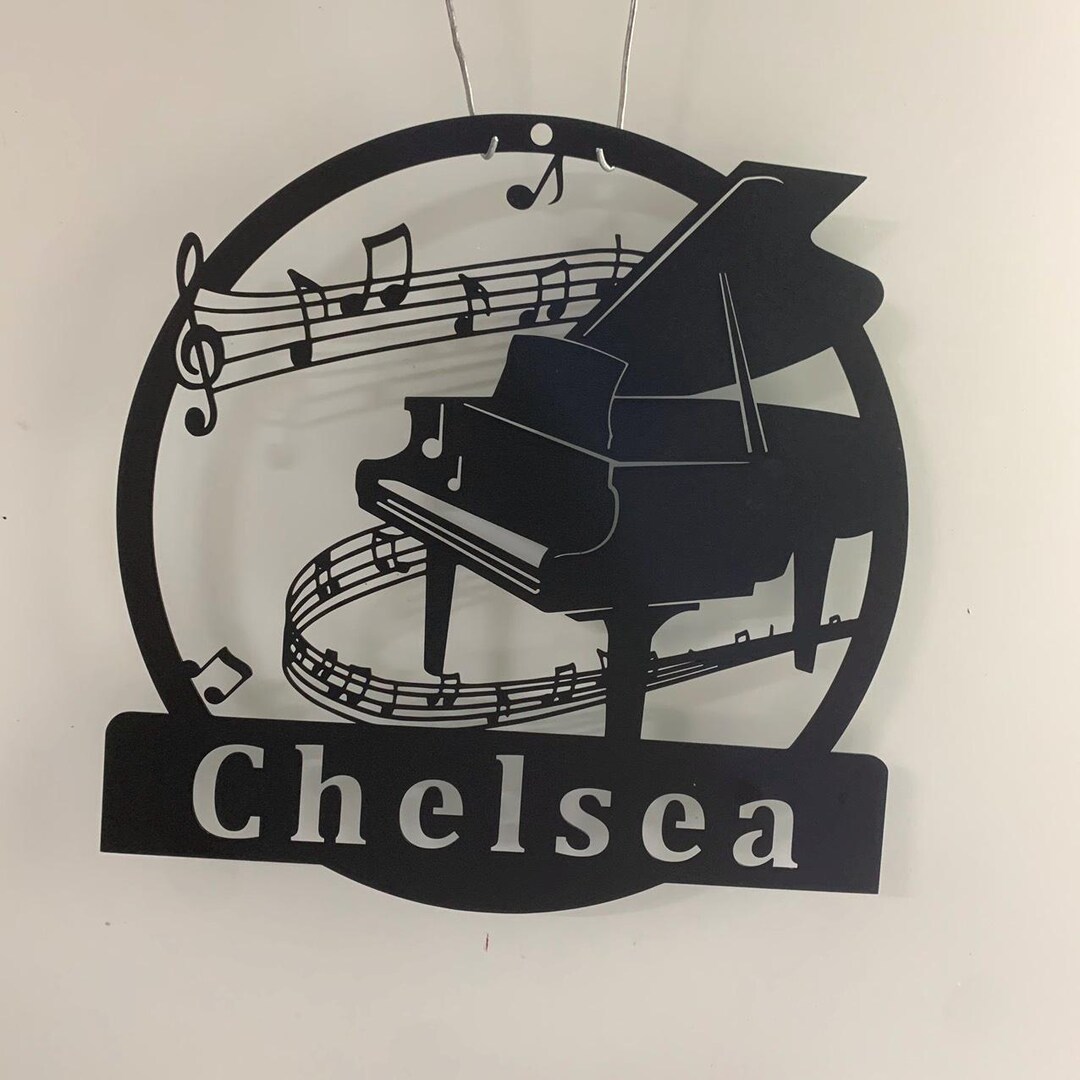 Custom Piano Monogram Metal Wall Art, Personalized Piano Music Metal ...
