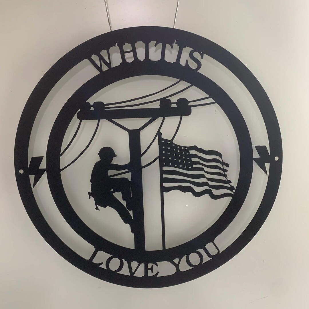 Custom US Lineman Metal Wall Art, Personalization Electrician Metal ...
