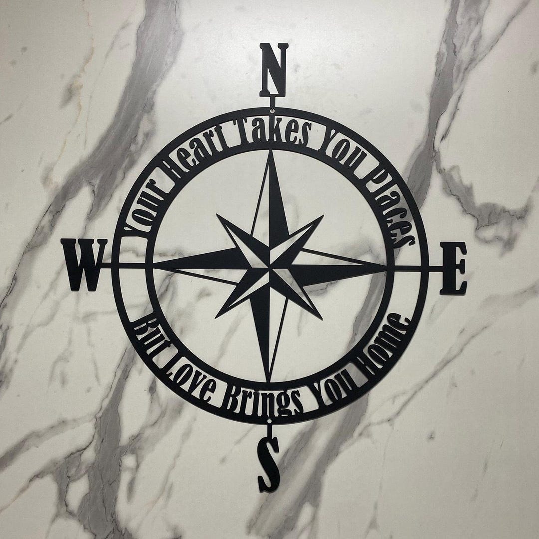 Personalized Nautical Compass Metal Sign, Compass Coordinates Metal ...