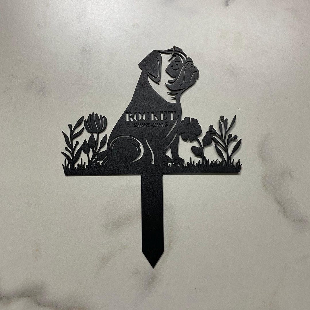 Personalized Memorial Pug Dog Metal Garden Stake, Custom Pug Dog Metal ...