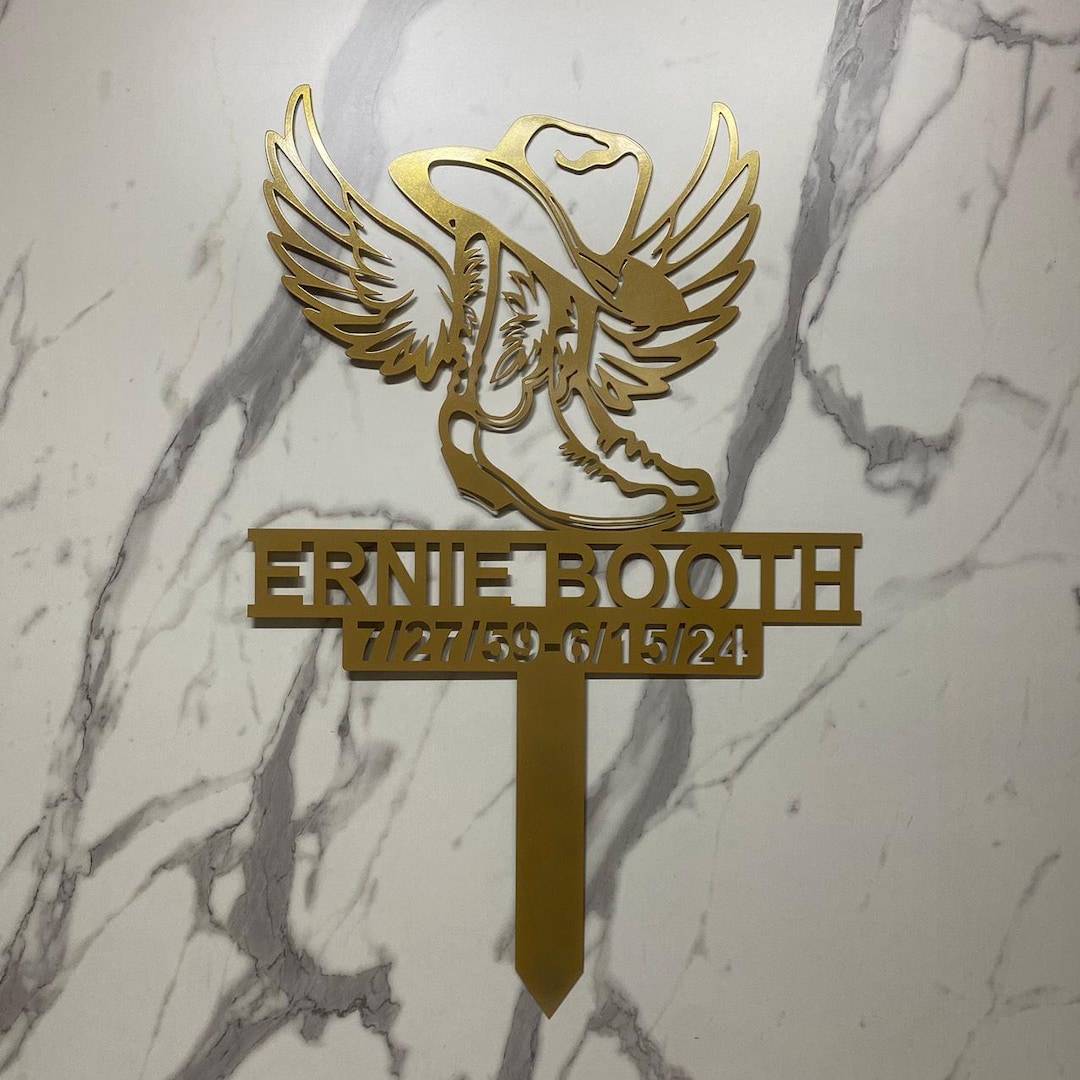 Custom Cowboy Memorial Metal Garden Stake, Metal Grave Marker, Western ...