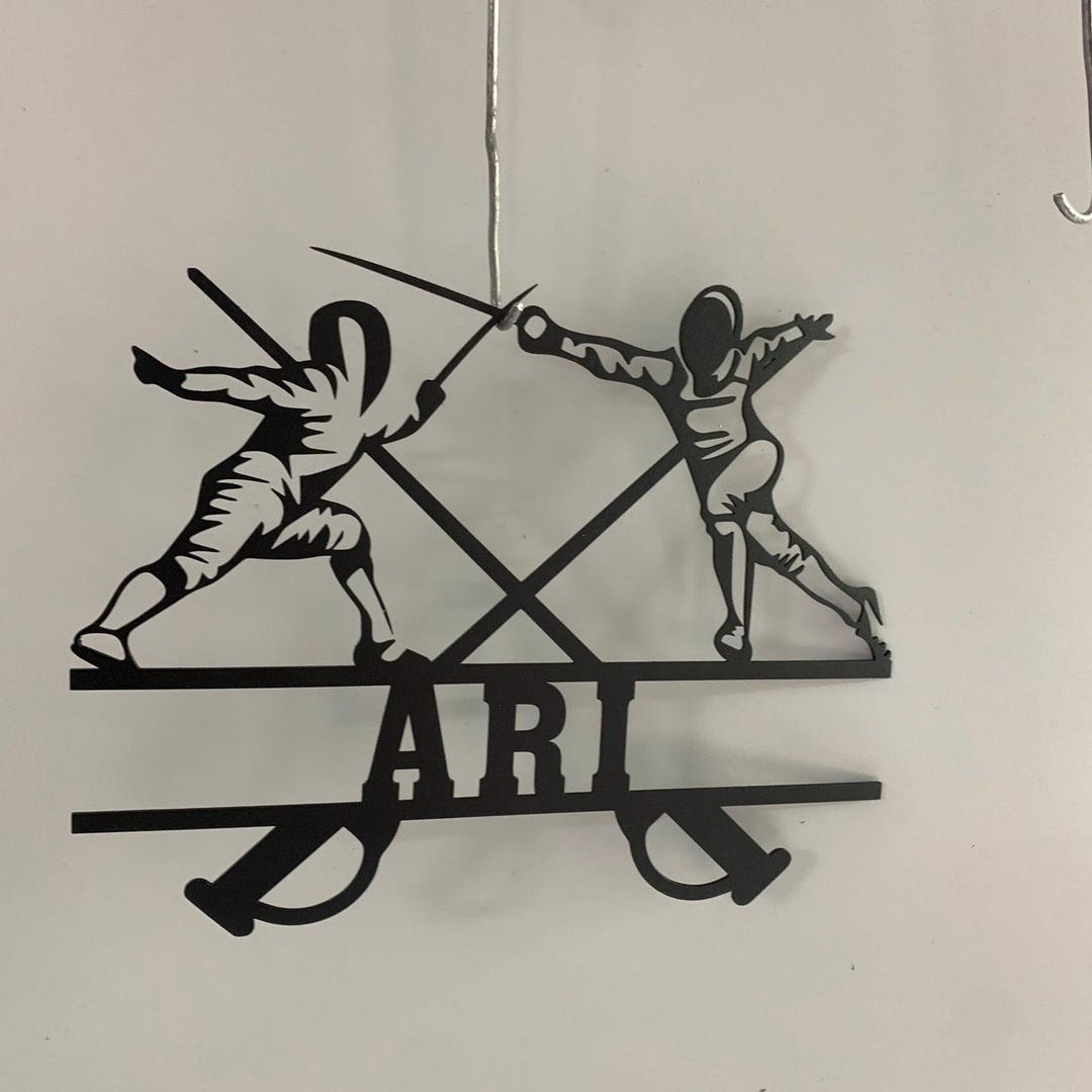 Custom Fencing Metal Wall Art, Personalized Fencer Name Sign, Fencing ...