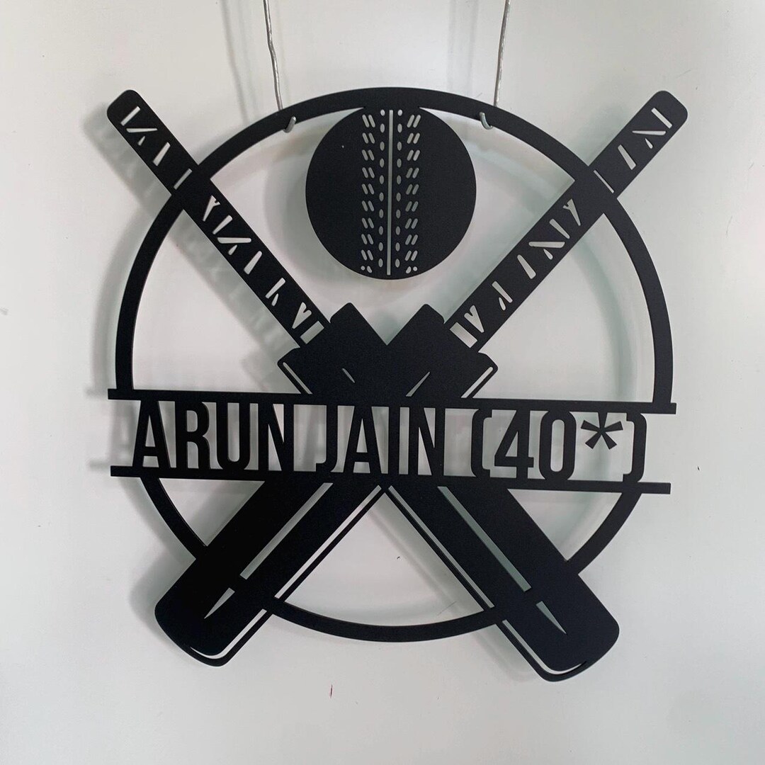 Custom Ball Cricket Bat Metal Wall Art, Personalized Cricket Player ...