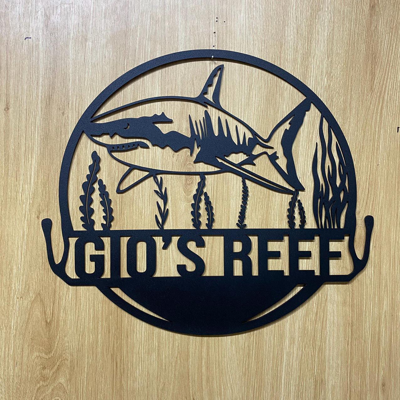 Custom Shark Monogram Metal Wall Art With Name, Personalized Shark ...