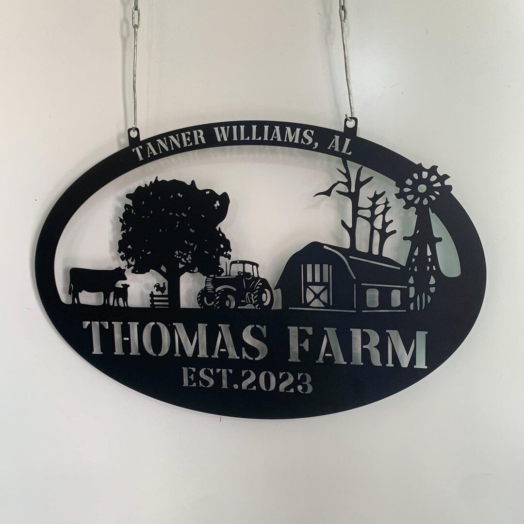 Personalized Farmhouse Metal Entrance Sign, Custom Metal Farm Name Sign ...