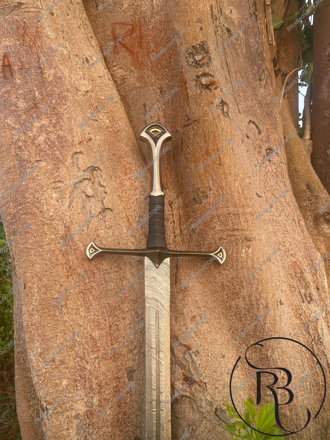 Customized Damascus Steel Anduril Sword of Narsil the King Aragorn ...