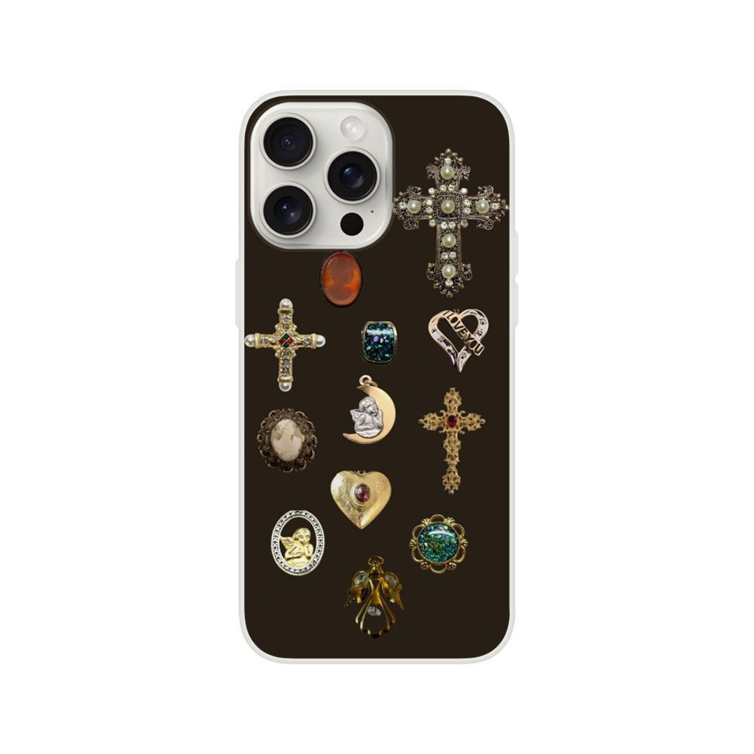 Black Gothic Y2K Cross iPhone Case, Retro Y2K Phone Case, iPhone 15 14 ...