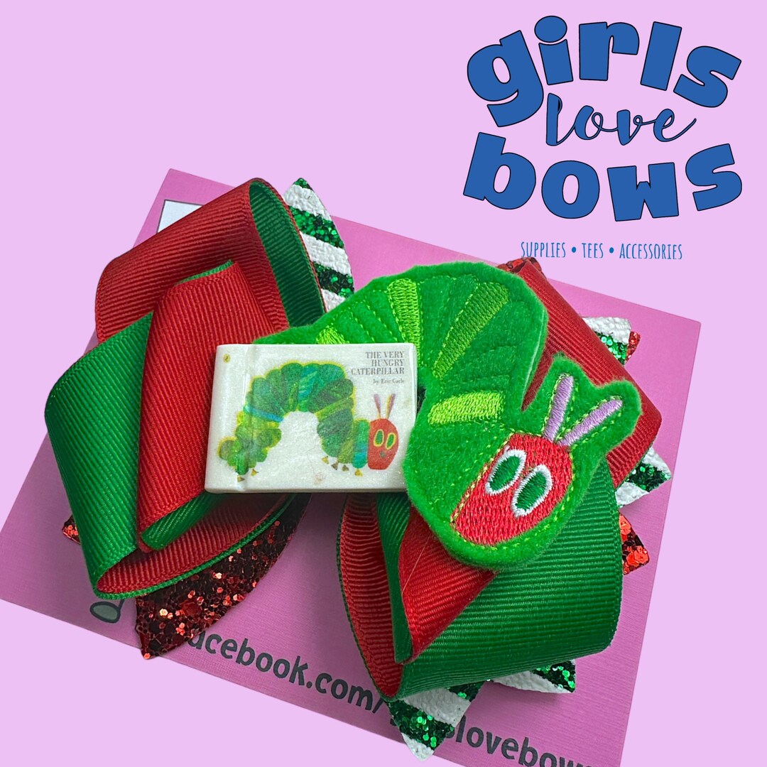 Ready to Ship Caterpillar Hair Bow Book Hair Bow girls Hair Bow story ...