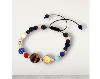 Eight Planets Bracelet, Galaxy, Universe, Solar System, Natural, Stone ...