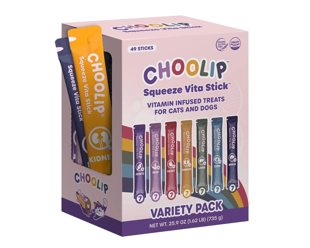 Choolip Squeeze Vita Stick Lickable Cat Treats and Dog Treats. 49pc ...