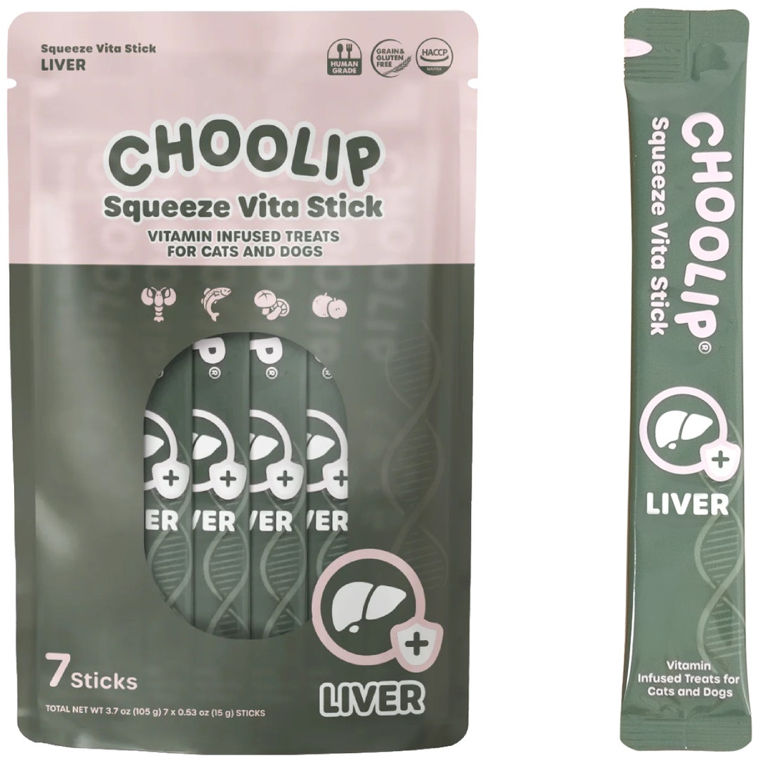 Choolip Squeeze Vita Stick Liver Support Lickable Cat and Dog Treats ...