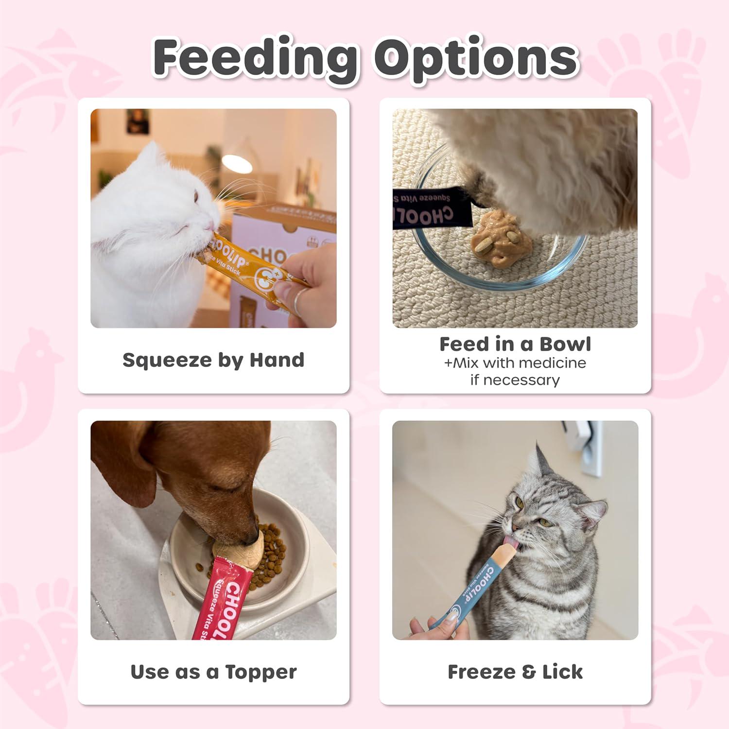 Choolip Squeeze Vita Stick Lickable Cat Treats and Dog Treats. 49pc ...