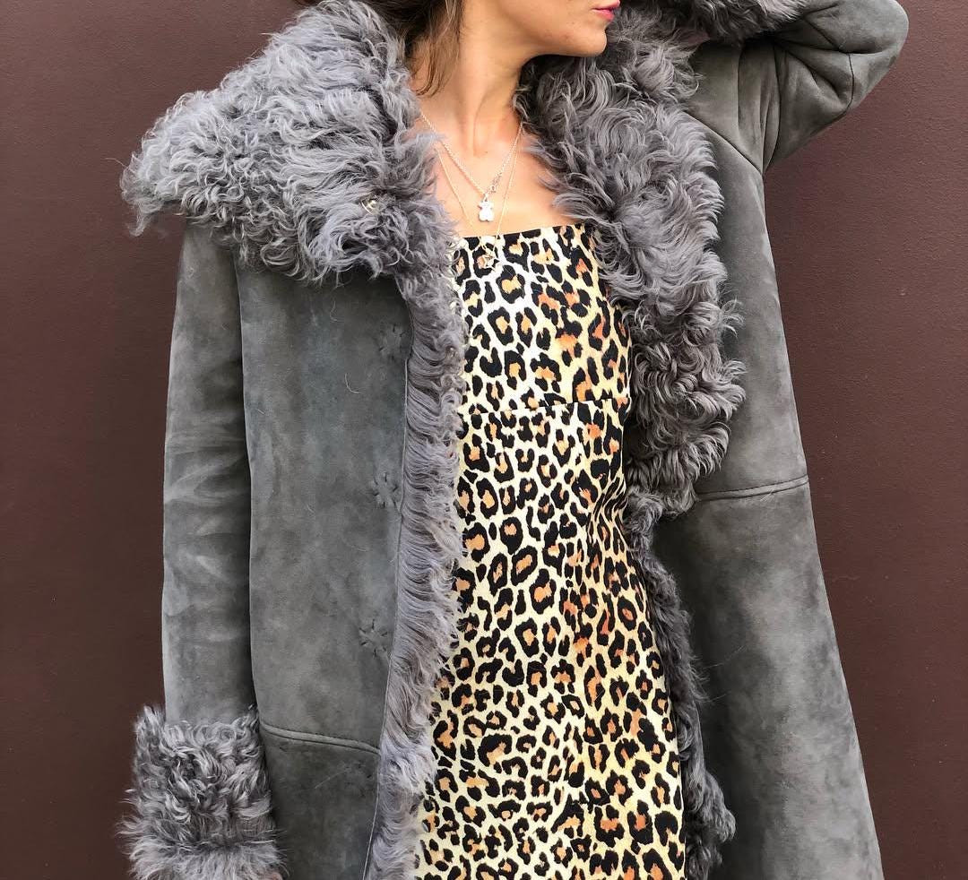 Women's Grey Penny Lane Coat, Afghan Suede Leather Trench Coat, Vintage ...