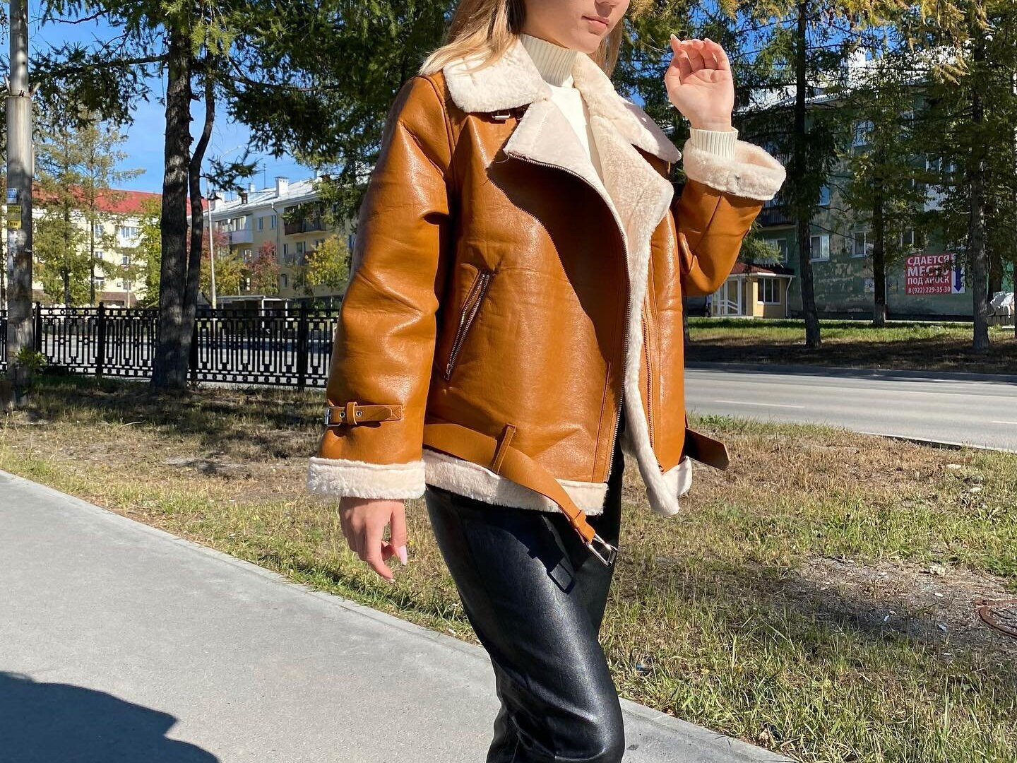 Women Brown Shearling Jacket Sheepskin Fur Leather Jacket B3 Bomber ...