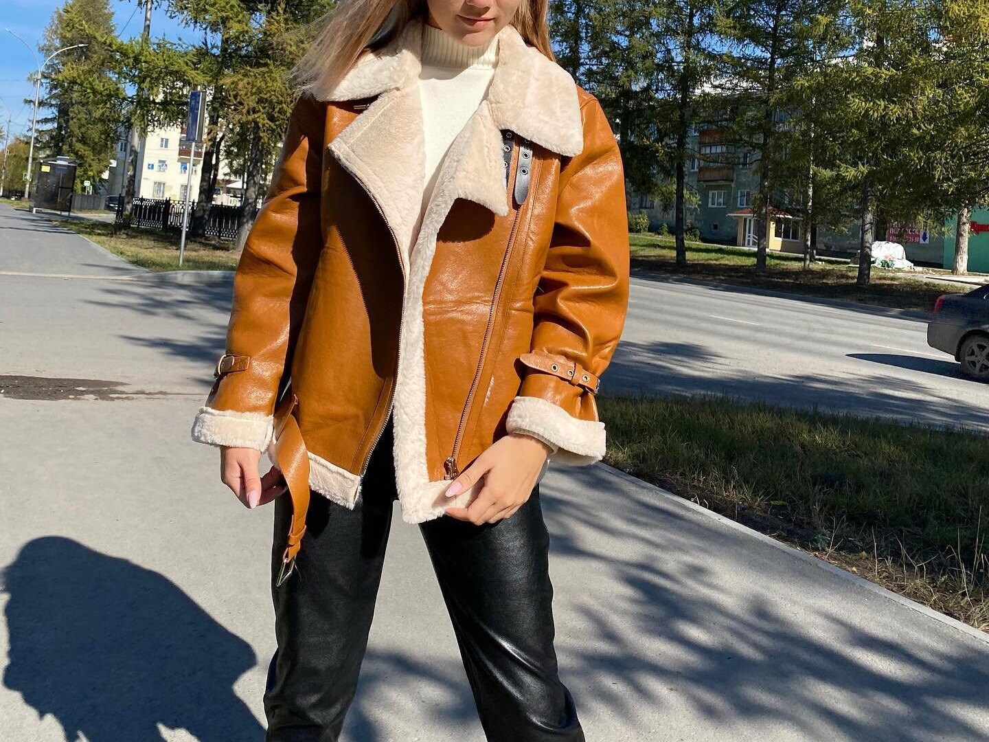 Women Brown Shearling Jacket Sheepskin Fur Leather Jacket B3 Bomber ...