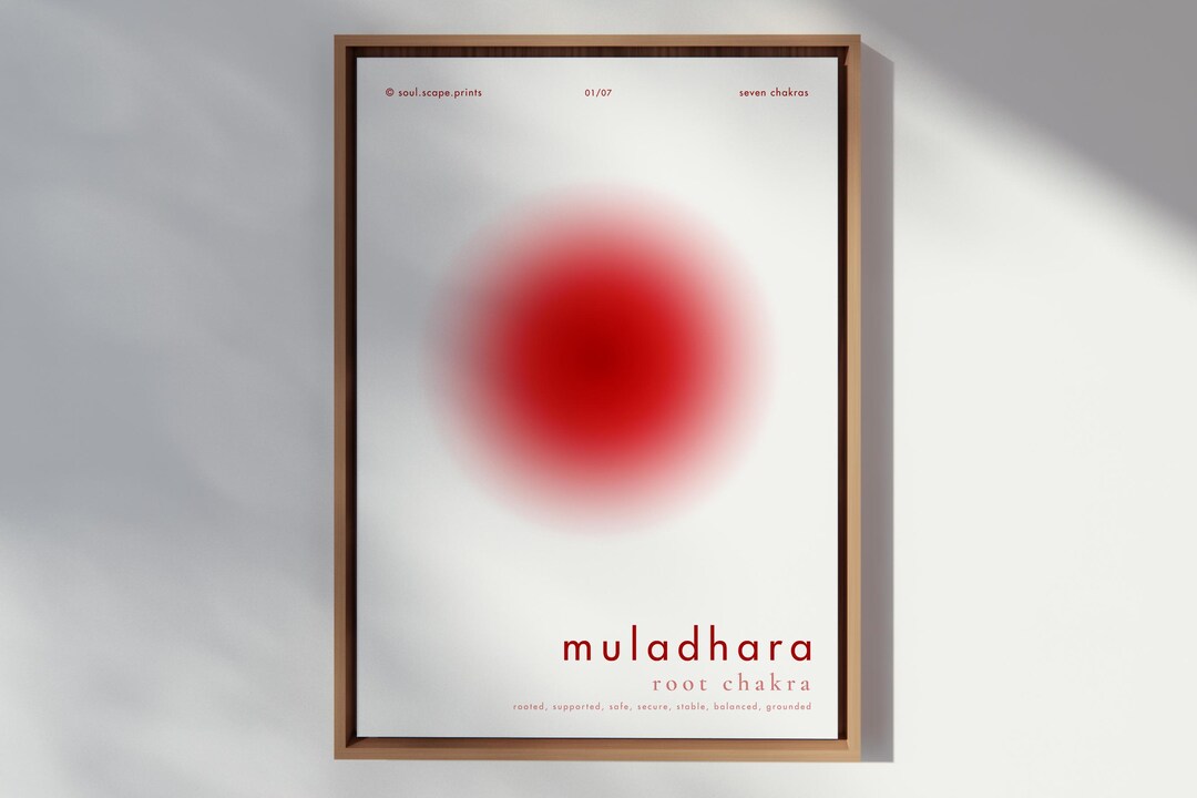Seven Chakra Poster, Red Root Chakra Poster, Root, Muladhara, Yoga Art ...