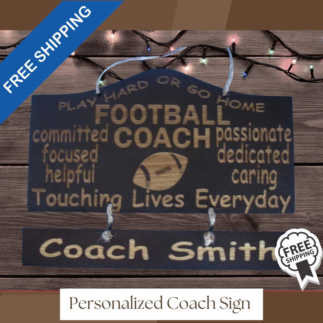 Personalized Wooden Coach Gift Custom Sports Wall Art for Football ...
