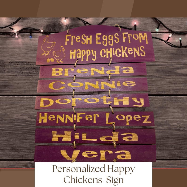 Personalized Chicken Wooden Sign / Fresh Eggs From Happy Chickens ...