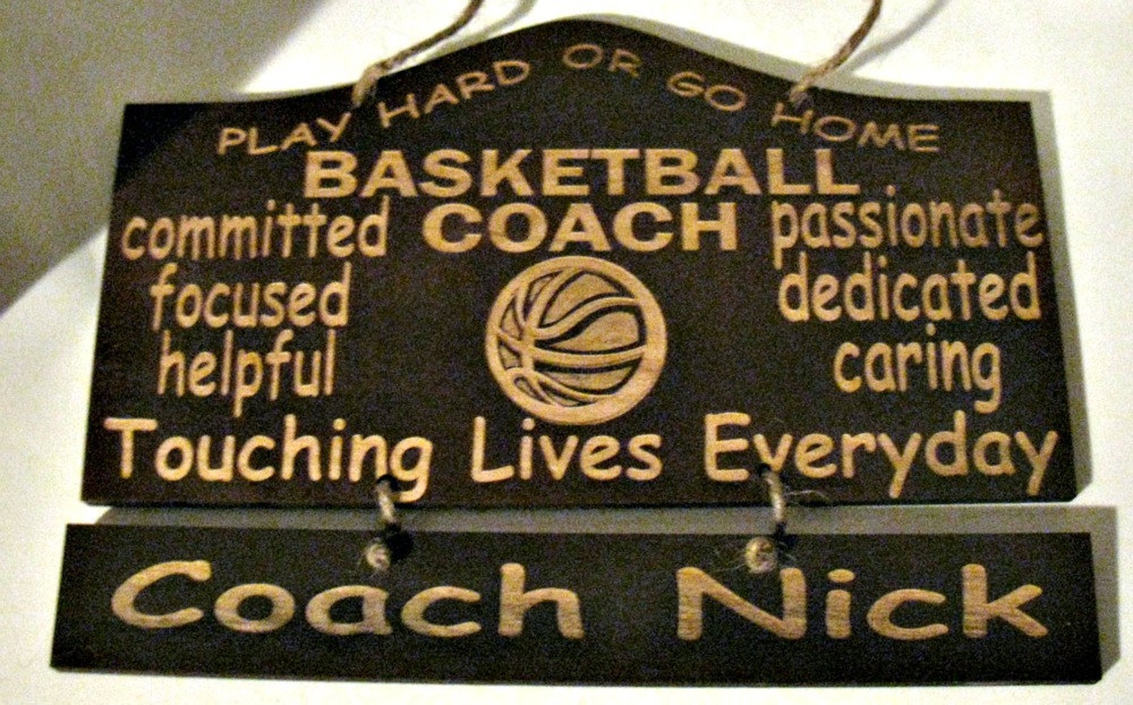 Personalized Wooden Basketball Coach Wall Hanging | Etsy