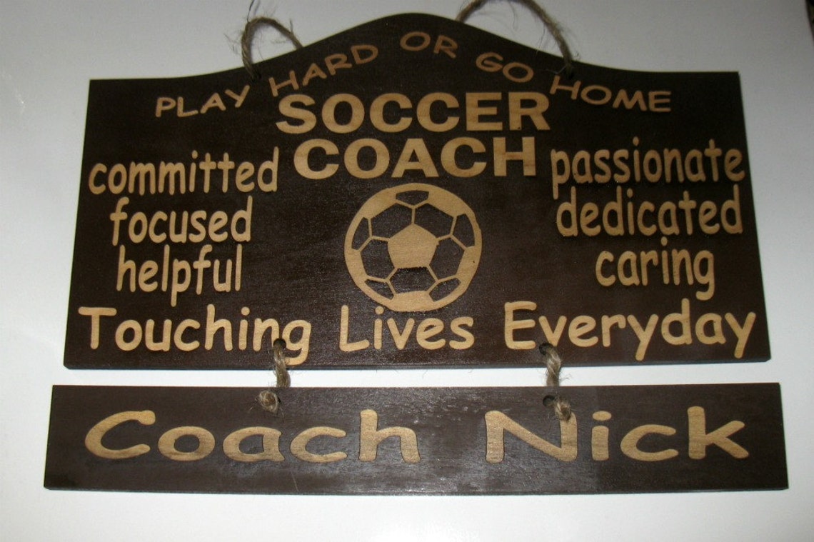 Personalized Wooden Soccer Coach Wall Hanging | Etsy