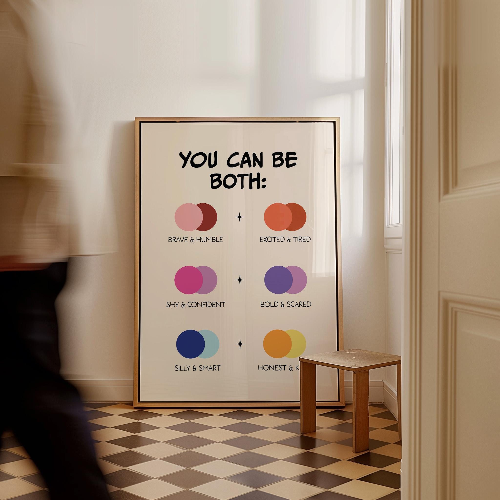 You Can Be Both Poster: Therapy Office Decor, Daily Affirmations Art ...