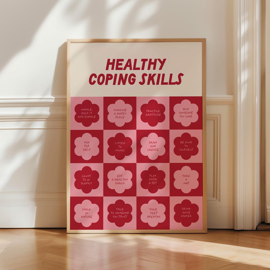 Coping Skills Poster: Therapy Office Decor, Calming Strategies (digital ...