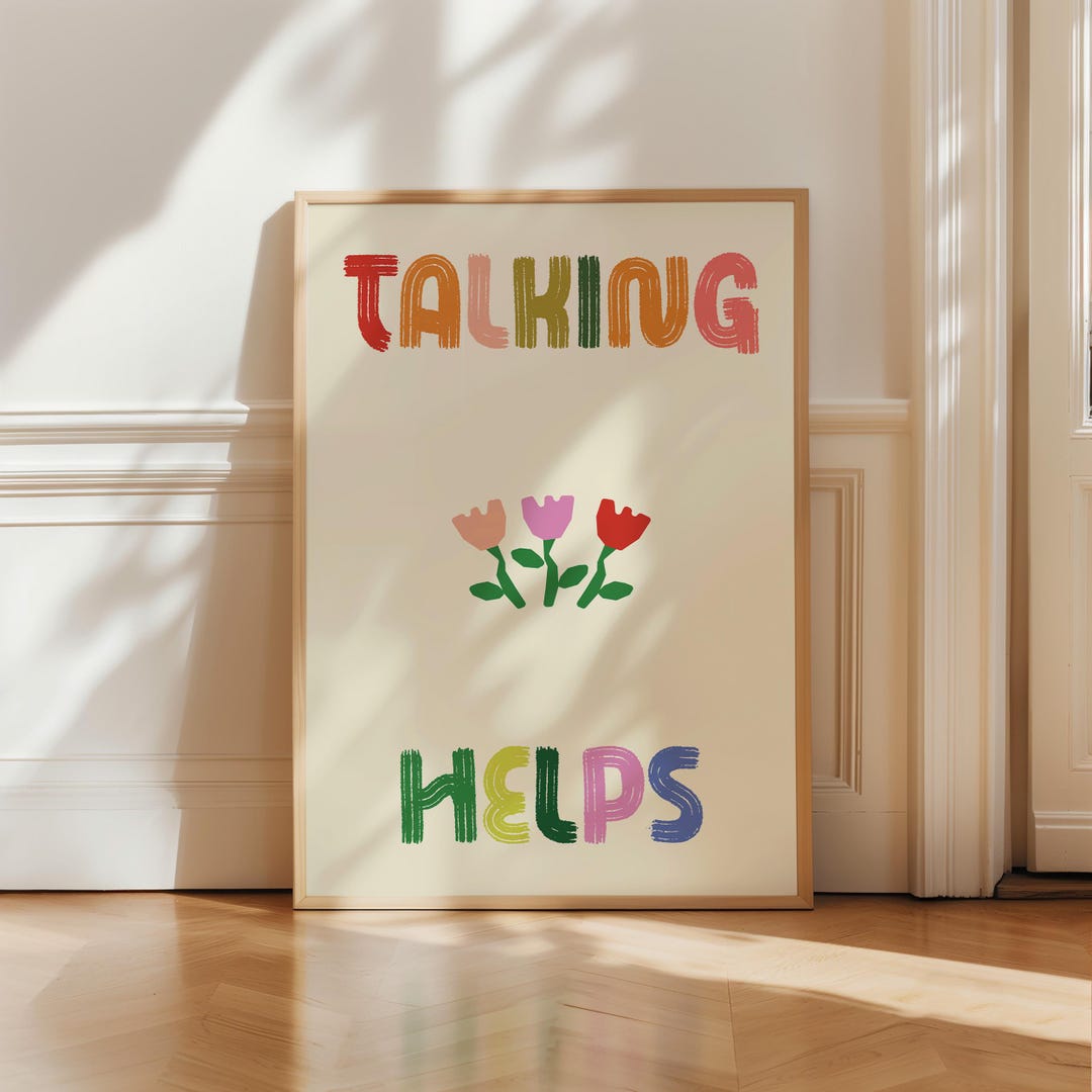 Therapy Office Art Print: Talking Helps, Calming Corner Decor (digital ...