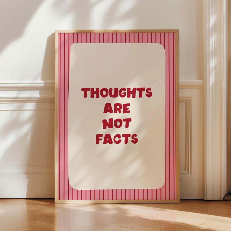 Thoughts Are Not Facts Wall Art Mental Health Quote Printable Therapy ...