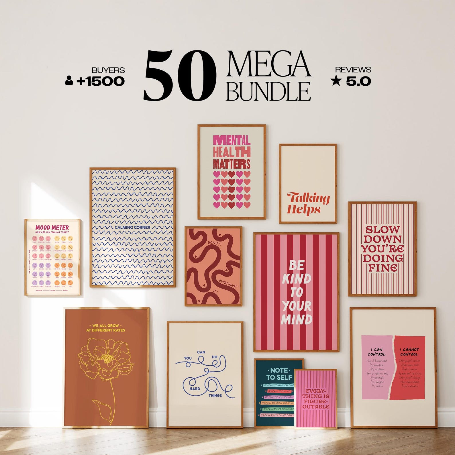 50 Therapy Posters Bundle: Psychologist Office Decor, Mental Health Art ...