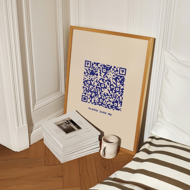 Trendy QR Code Poster Retro Wall Art Retro Frame Print Trendy Wall Art ...