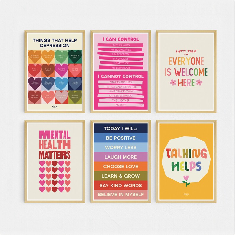 6 Therapy Posters School Psychologist Decor Social Worker Back to ...