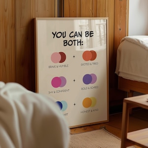 You Can Be Both Poster: Therapy Office Decor, Daily Affirmations Art ...