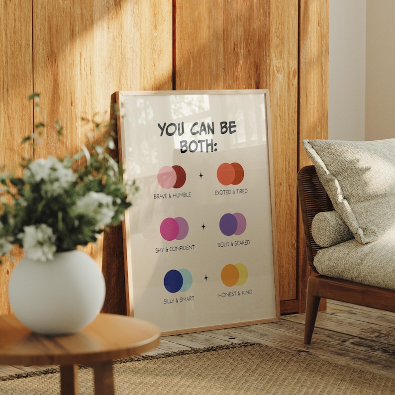 You Can Be Both Poster: Therapy Office Decor, Daily Affirmations Art ...