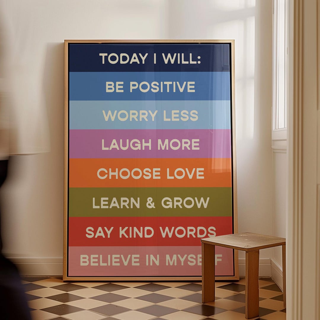 Today I Will Poster, Therapy Office Wall Decor Mental Health School ...