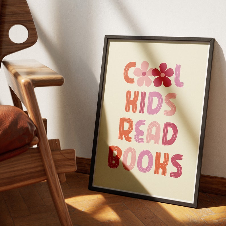 Cool Kids Read Books Print, Read Quote Sign, Book Lover Gift, Kids Wall ...