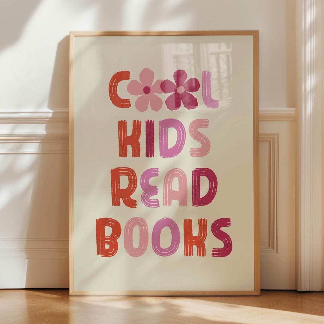 Cool Kids Read Books, Digital Download Poster, Kids Book Wall Art ...