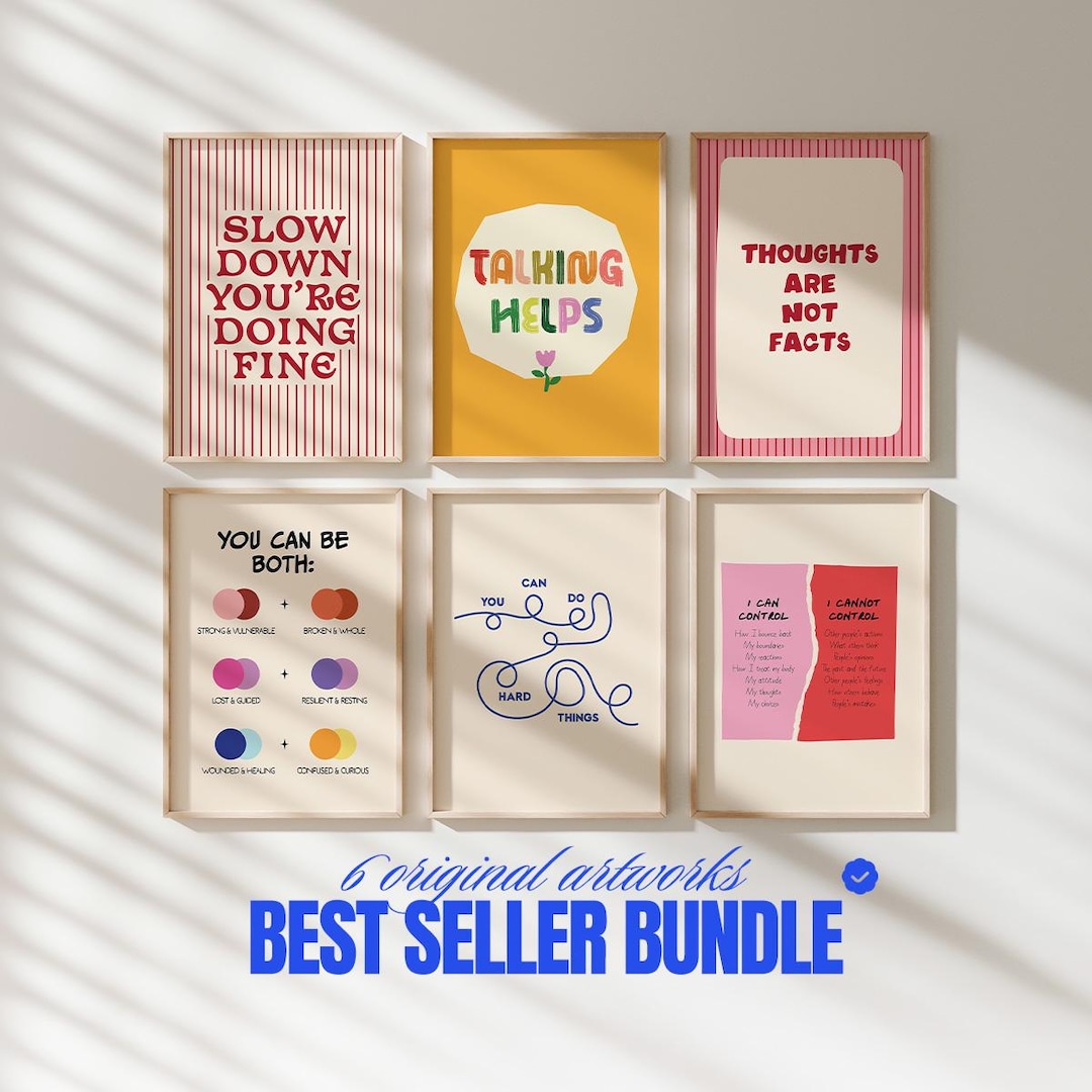 Set of 6 Mental Health Prints Therapy Office Wall Art Psychology ...