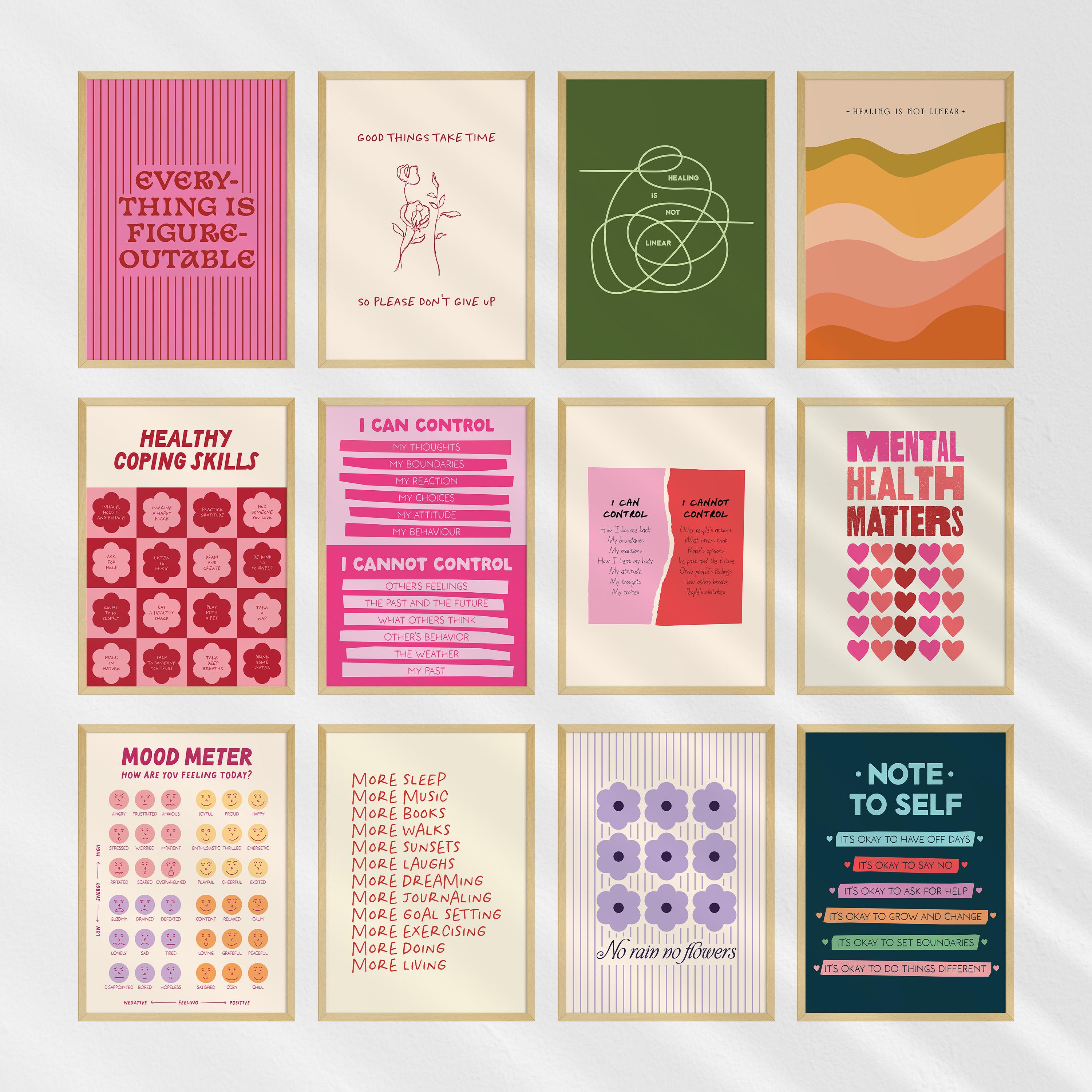 50 Therapy Posters: Psychologist Office Decor, Mental Health Art ...
