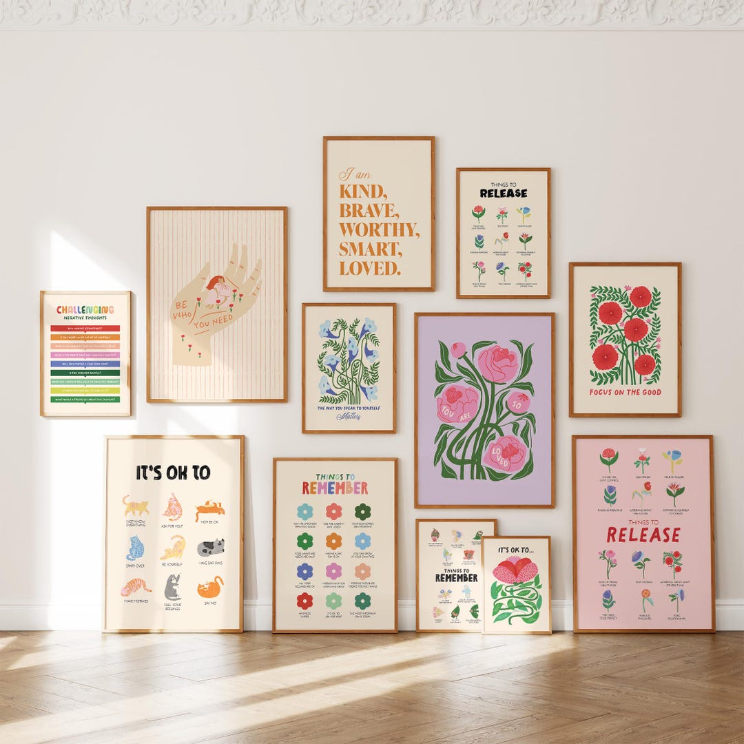 50 Mental Health Posters: Therapy Office Decor, Inspirational Quotes ...