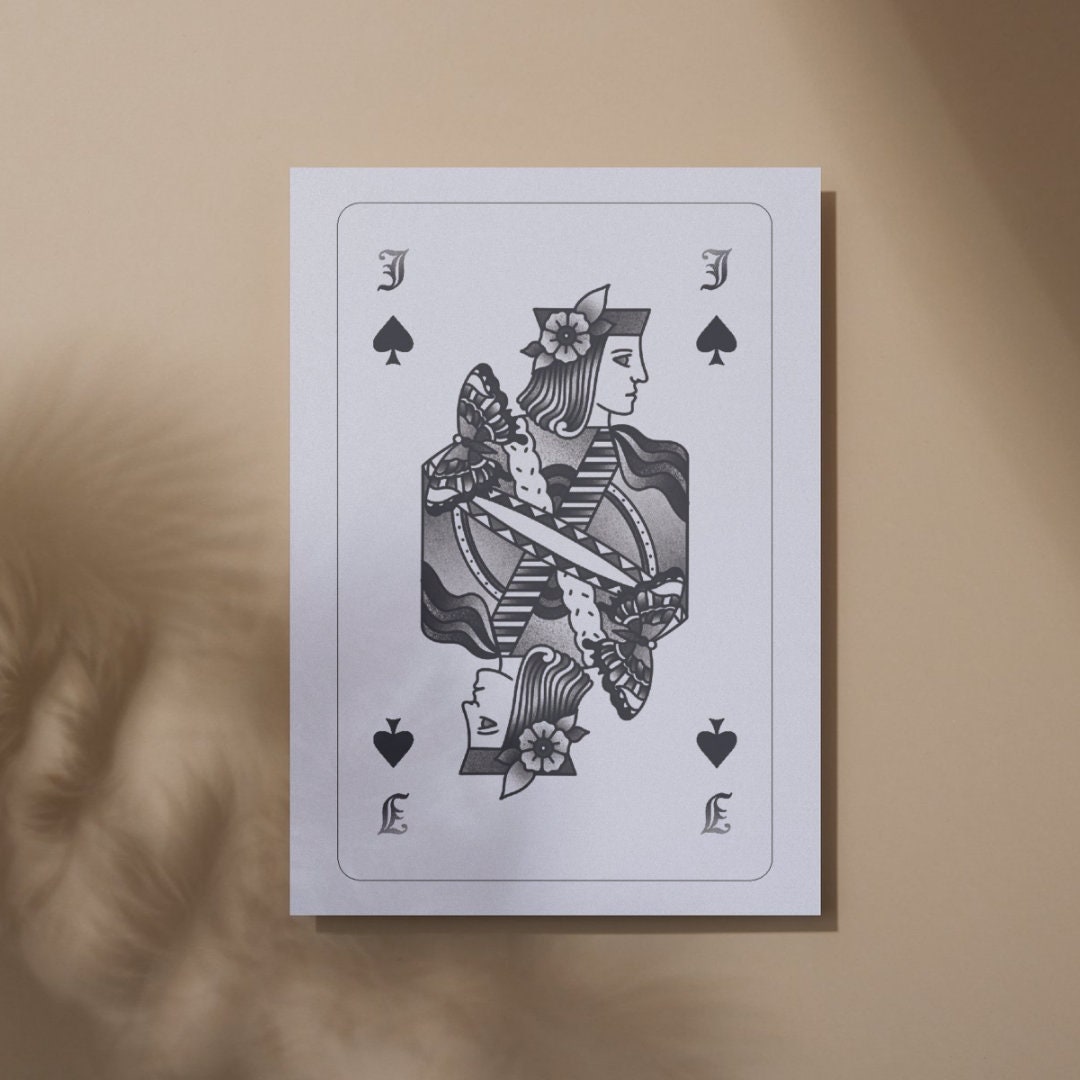 Jack of Spades, Cards, Poster, Wall Art, Home Decore, Minimalist, Grain ...