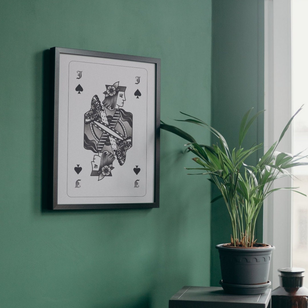 Jack of Spades, Cards, Poster, Wall Art, Home Decore, Minimalist, Grain ...