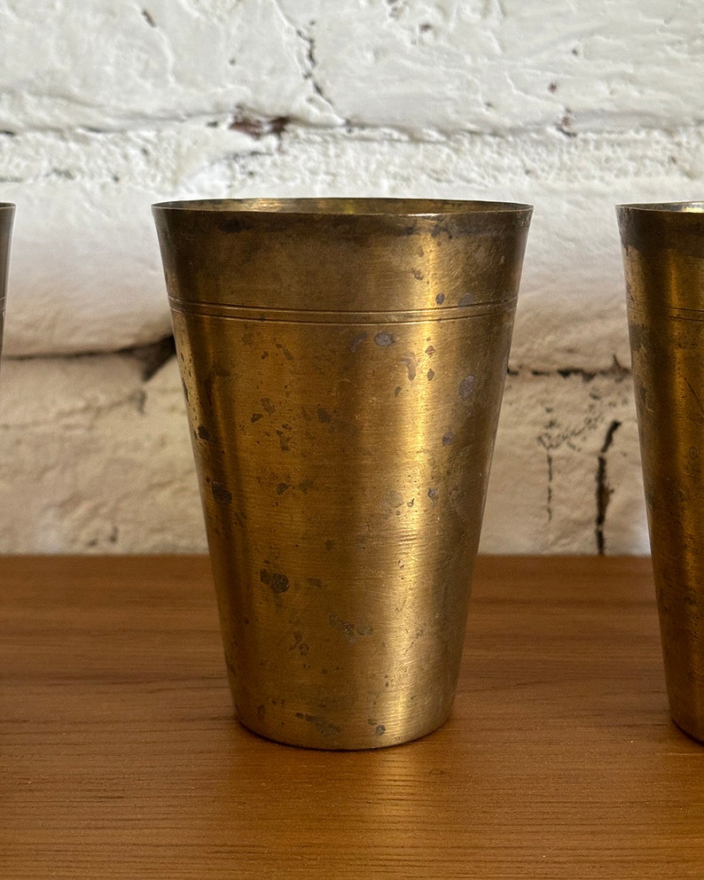 Indian Decorative Brass Glasses From the Early 1900s Set of 6 ...