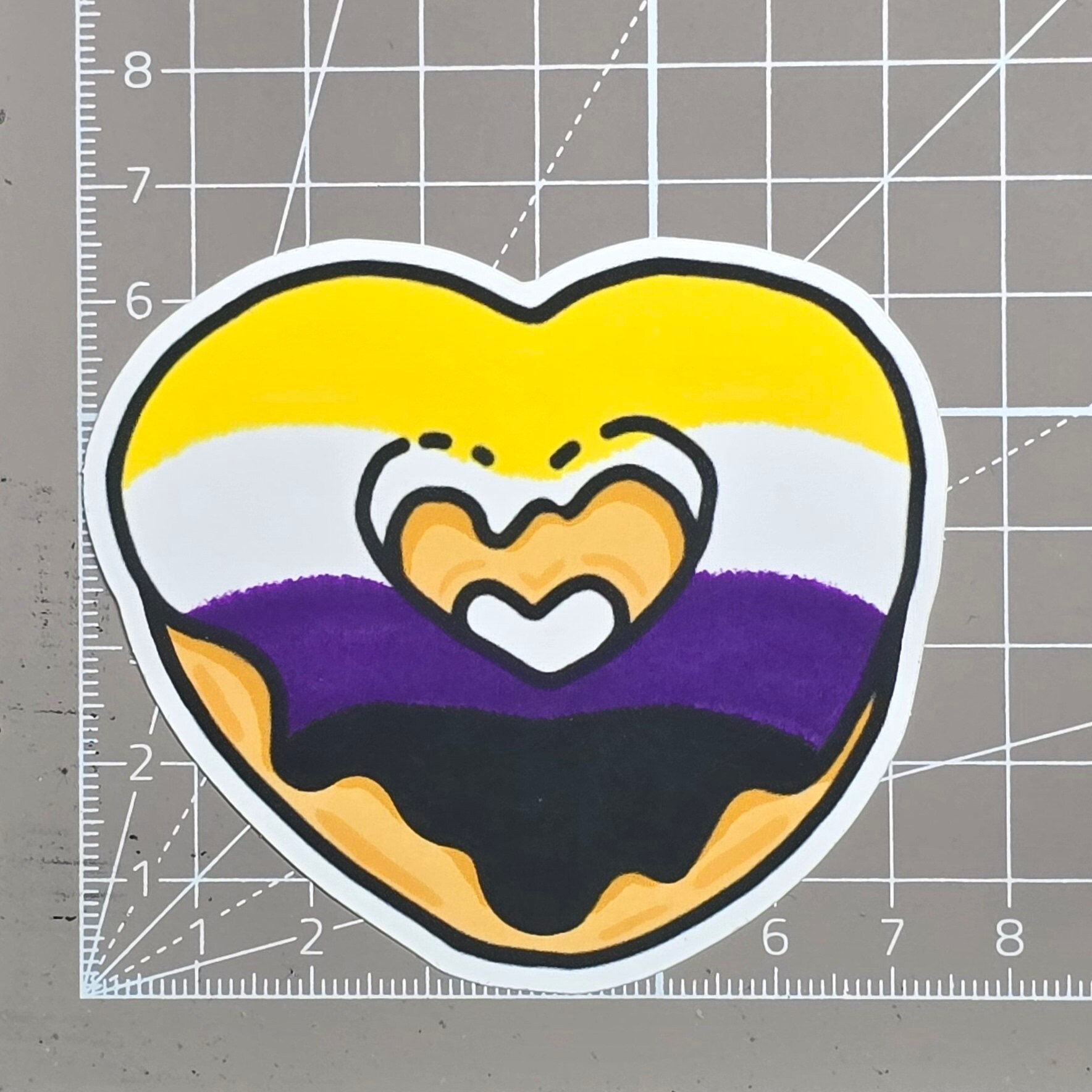 Nonbinary Pride Doughnut Heart Sticker, Enby, NB Pride, LGBTQIA, LGBT ...